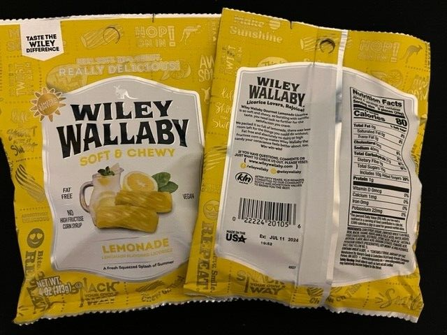 Wiley Wallaby Soft & Chewy "Lemonade" Licorice Candy | Sugarless